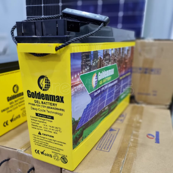 Goldenmax 12V 200Ah/20Hrs Gel Slim Rechargeable Battery
