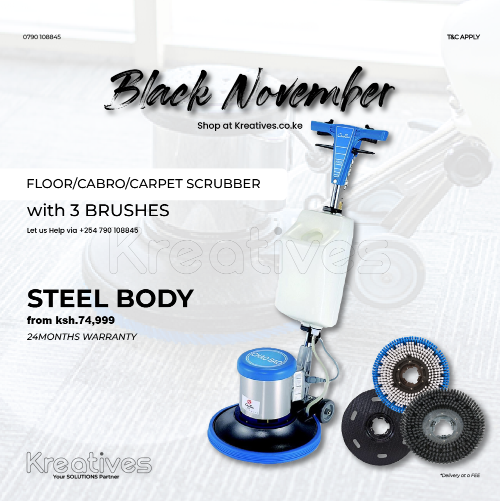 Electric Floor/Carpet & Cabro Scrubber with 3 Brushes